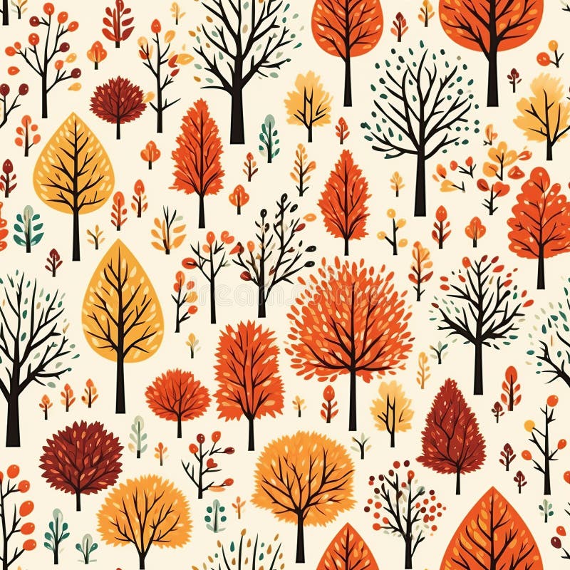 Autumn Trees, Seamless Pattern. AI Generated Stock Illustration ...
