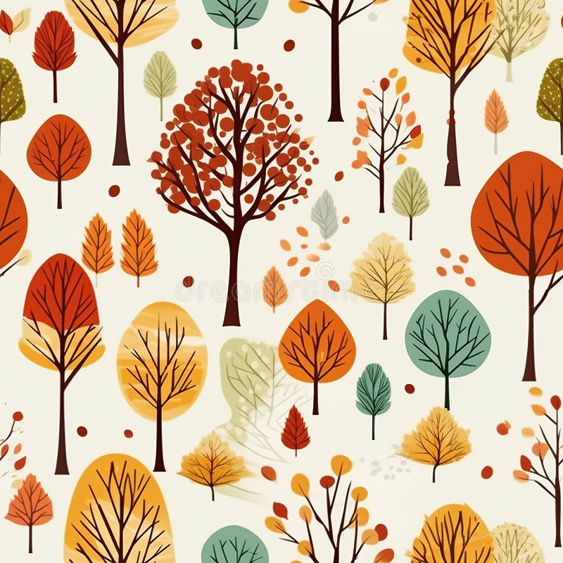 Autumn Trees, Seamless Pattern. AI Generated Stock Illustration ...