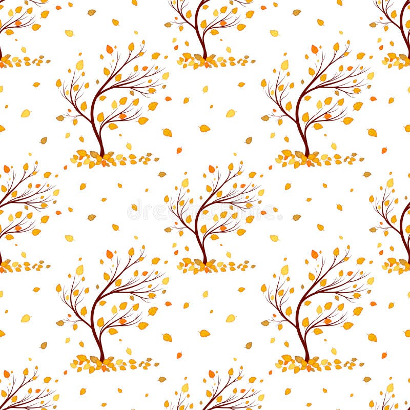 Autumn Trees Seamless Pattern Background Stock Vector - Illustration of ...