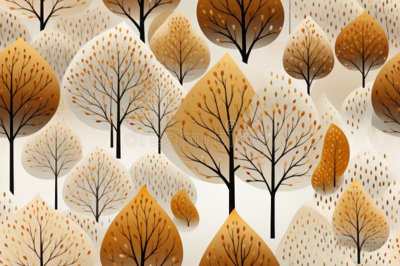 Autumn Trees Seamless Pattern Vector Illustration Stock Illustration ...