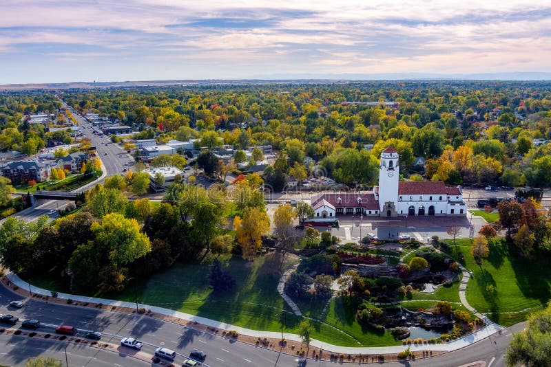 Autumn Trees and Train Depot in the City of Boise Stock Image - Image ...