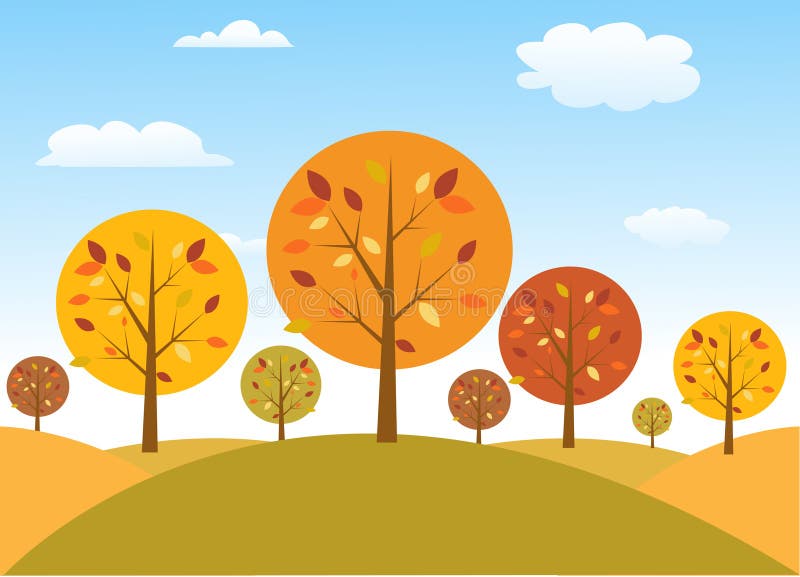 Autumn Trees Vector Illustration Stock Vector - Illustration of outline ...