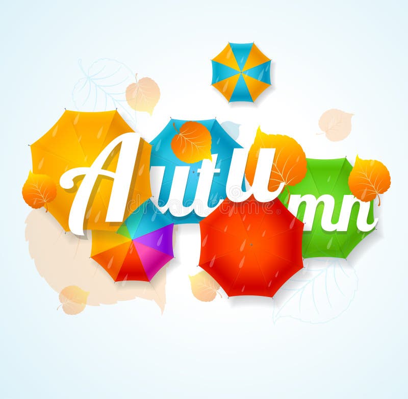Autumn Umbrella Lettering Concept Vector Ilustración del Vector ...