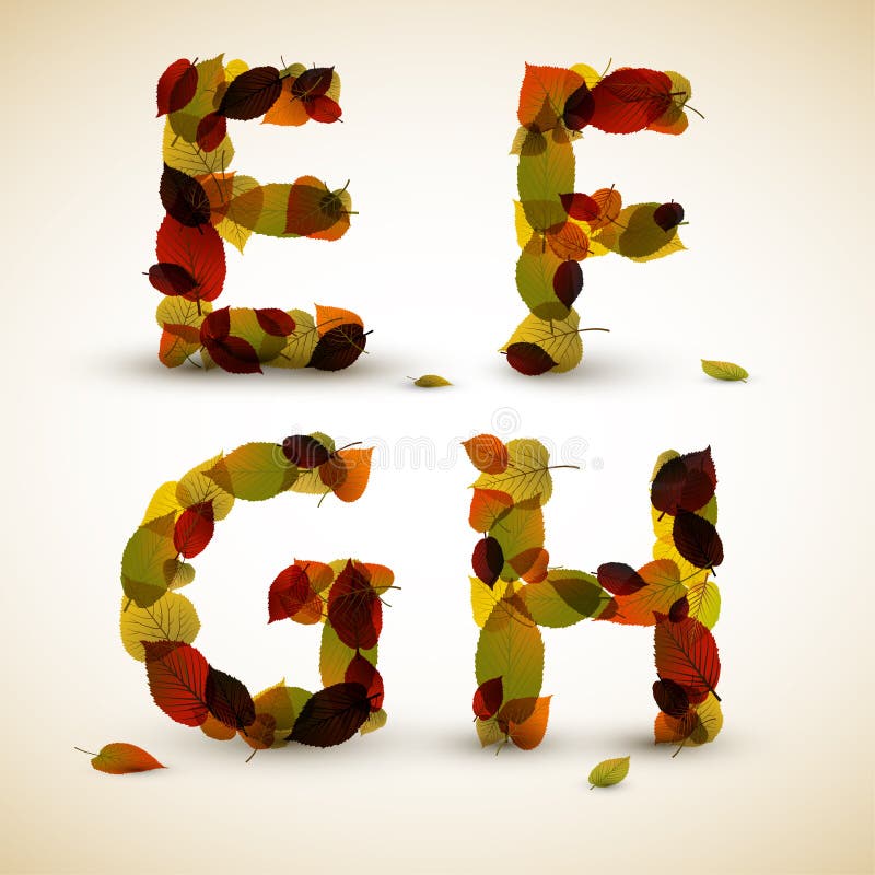 Vector Alphabet Letters Made from Leafs Stock Vector - Illustration of ...
