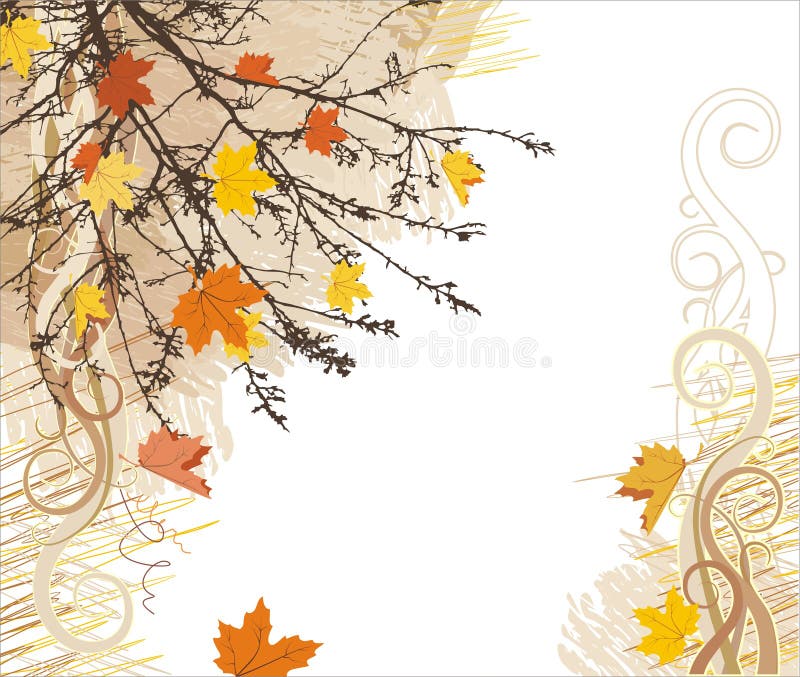Watercolor Painted Autumn Leaves Vector Background Stock Vector ...