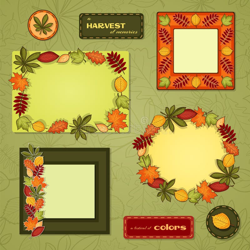 Set of Autumn Leaves Frames Stock Vector - Illustration of abstract ...