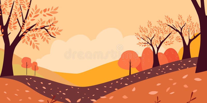 Autumn Vector Landscape in Flat Style Stock Vector - Illustration of ...