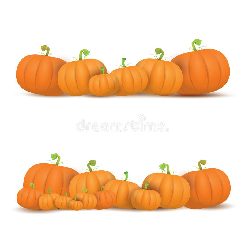 Autumn Vector Pumpkins Border Design Template Stock Vector ...