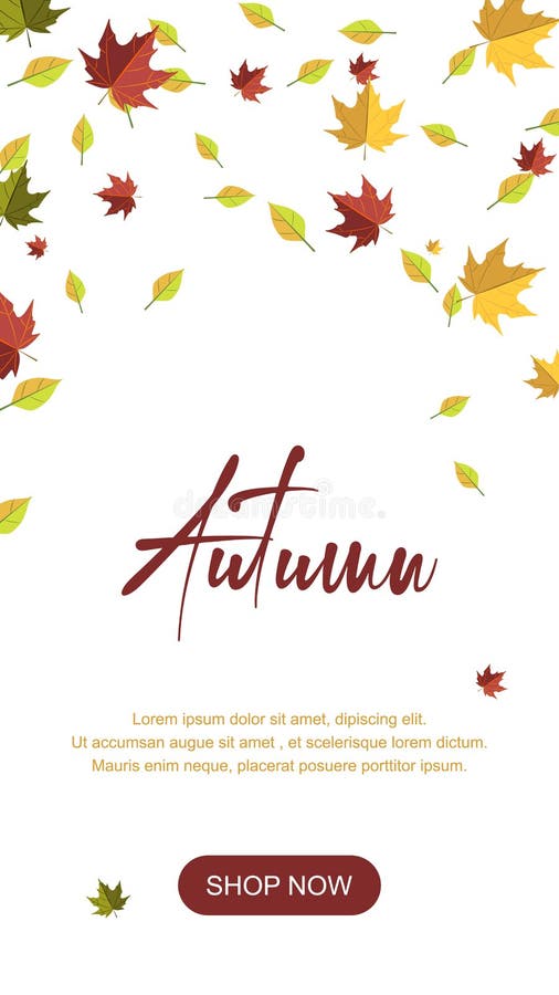 Autumn Vertical Design with Colorful Falling Maple Leaves. Place for ...