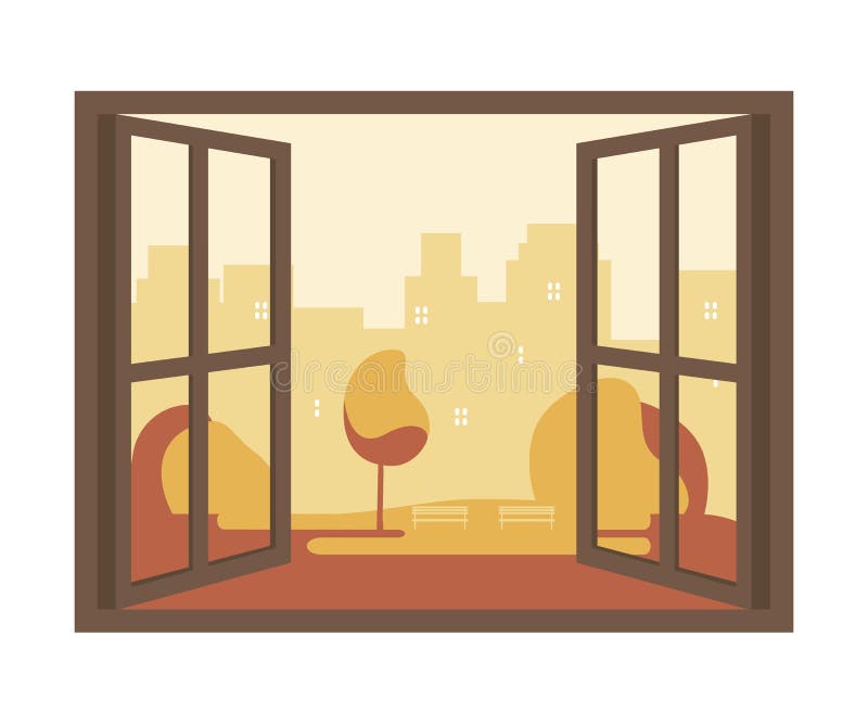 Autumn View of the Open Window Stock Vector - Illustration of nature ... Autumn View of the Open Window Stock Vector - Illustration of nature ...