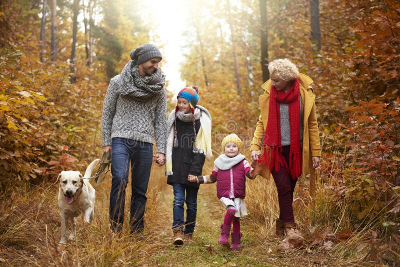 Autumn walk with family stock photo. Image of fall, daughter - 79975958
