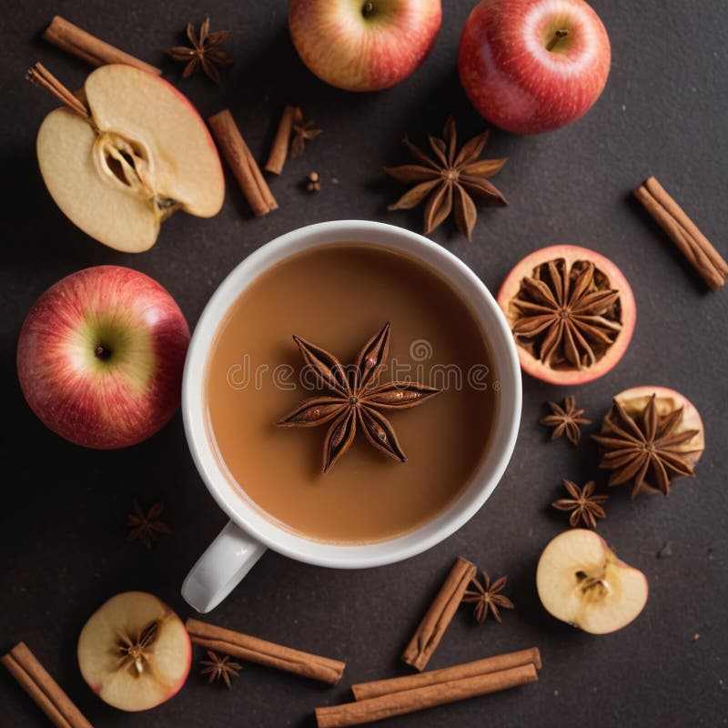 Autumn Warmth Spiced Apple Chai Delight on a Cozy Evening Stock ...