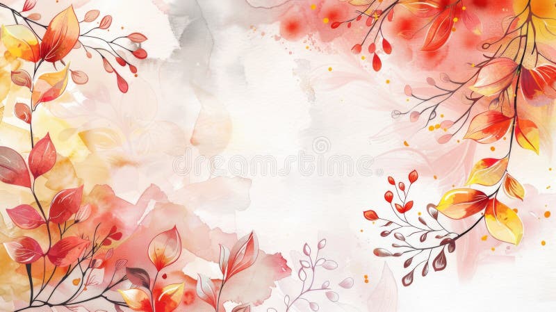 Autumn Watercolor: Artistic Background with Painted Fall Leaves Stock ...
