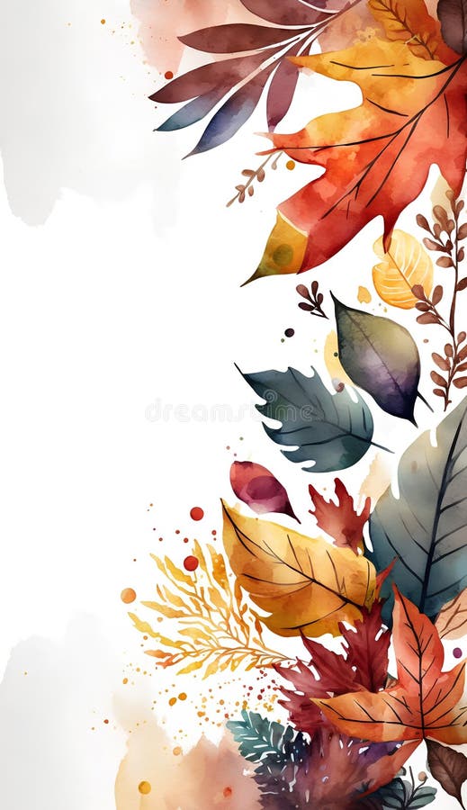 Autumn Watercolor Background. Hand Painted Autumn Leaves. Vector ...