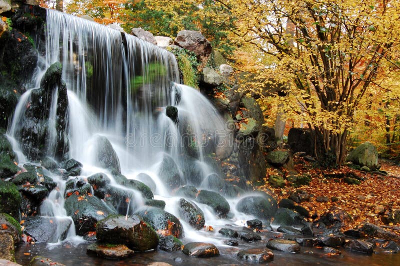 Autumn waterfall stock image. Image of autumn, colours - 3545437
