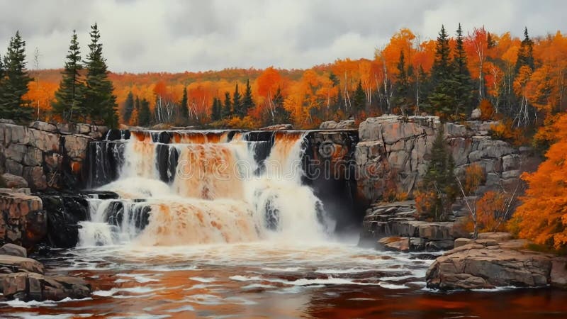 Autumn Waterfall Cascade, Forest, Canada, Fall Colors, Nature Poster ...