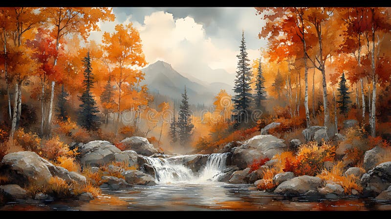 Autumn Waterfall, Mountain Vista, Forest Scene, Calm Stream, Fall ...