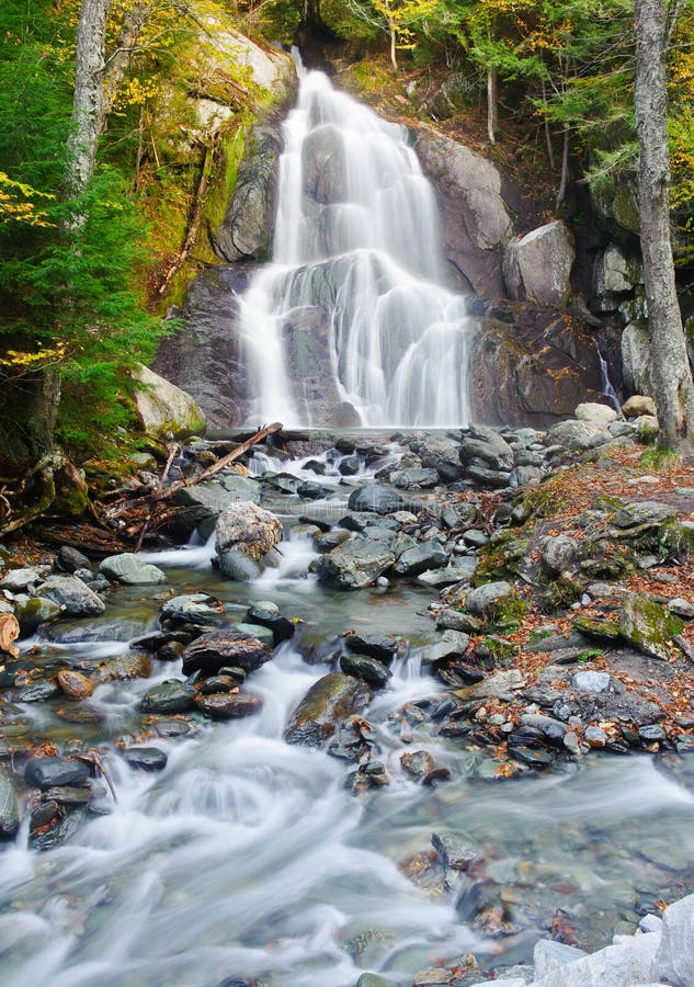Autumn Waterfall in New England Stock Photo - Image of flow, foliage ...