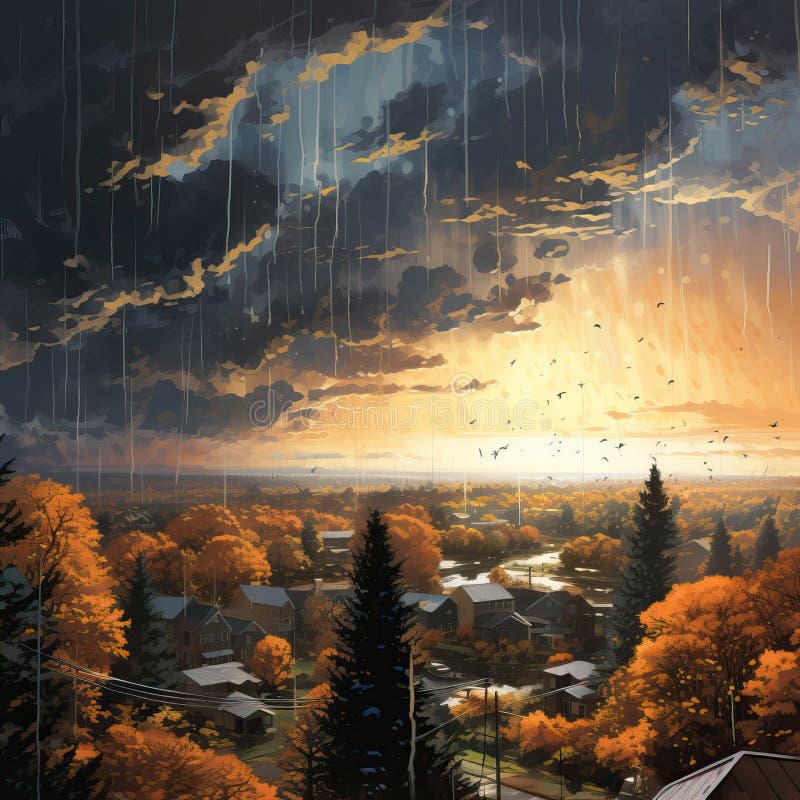 Autumn Weather Rain and Cloud High Quality Ai Generated Image Stock ...