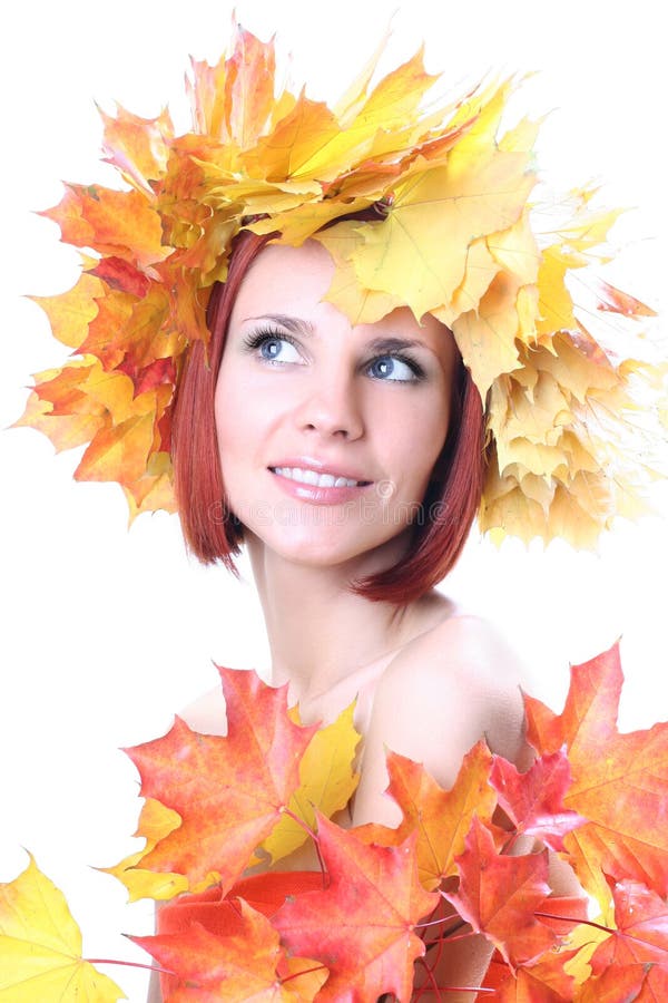 Autumn on white stock photo. Image of falling, cute, caucasian - 10477636