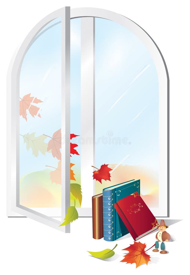Autumn Wind Blows through the Window. Stock Vector - Illustration of ...