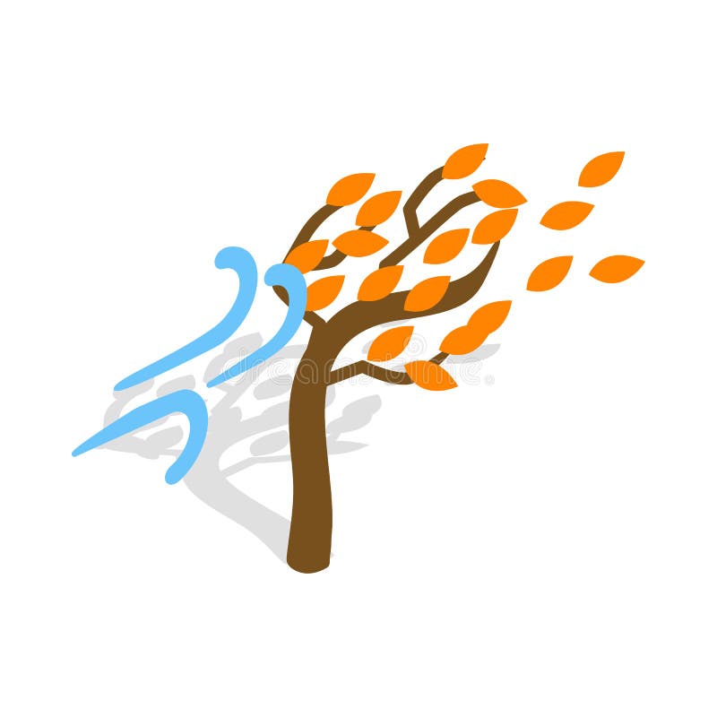 Autumn Wind and Tree Icon, Isometric 3d Style Stock Vector ...