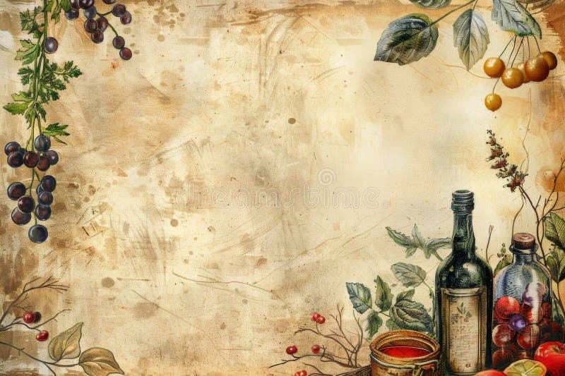 Autumn Wine Tasting Scene with Red Wine, Bottles, and Berries on Rustic ...