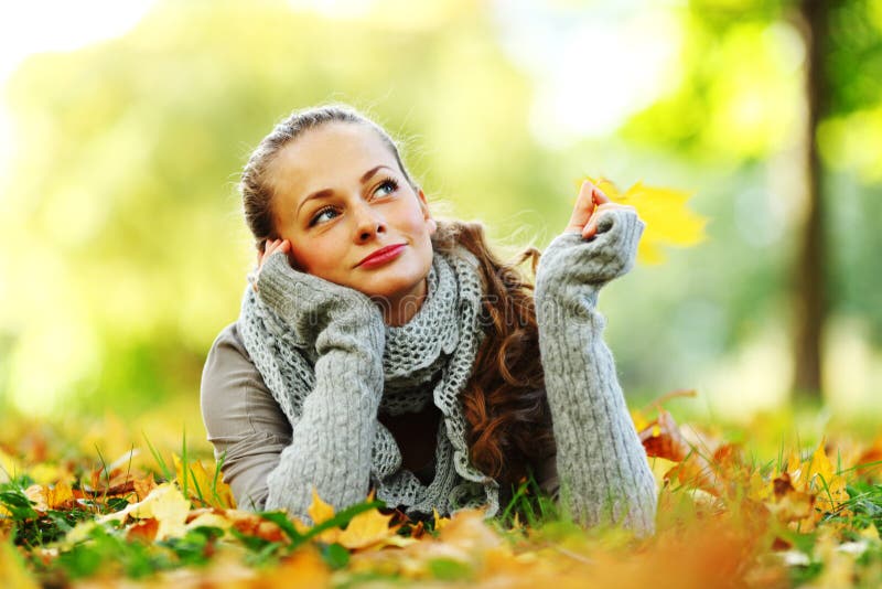 Autumn woman stock image. Image of face, forest, eyes - 16283799