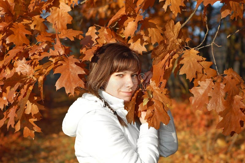 Autumn woman stock image. Image of leaf, happiness, caucasian - 20984215