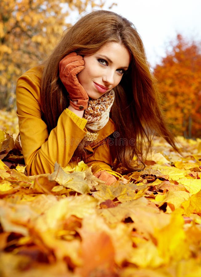 Autumn Woman Portrait stock image. Image of autumn, lipstick - 27255993
