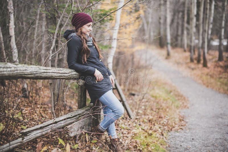 Autumn Woman in Fall Time of November Month Stock Photo - Image of ...