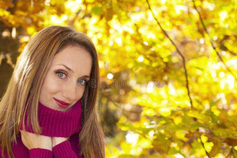 Autumn woman portrait stock image. Image of eyes, leafs - 27726857