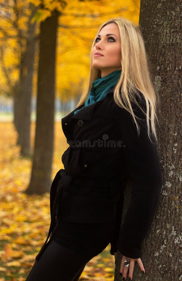 Autumn woman portrait stock image. Image of fashion, leaf - 34326787