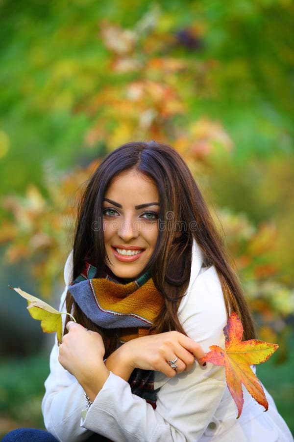 Autumn Woman Filled with Joy Stock Photo - Image of area, happiness ...