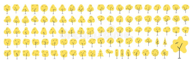 Autumn Yellow Color Tree Icon in a Collection. Vector Illustration ...