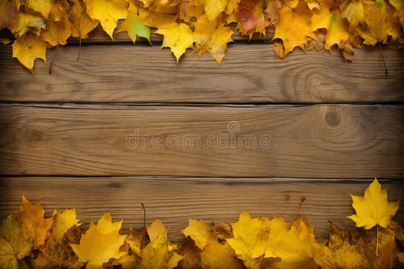 Autumn Yellow Leaves Frame from Generative Ai Stock Illustration ...