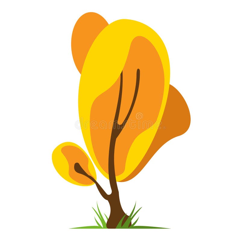 Autumn Yellow Tall Tree Logo Black and White Outline Drawing Stock ...