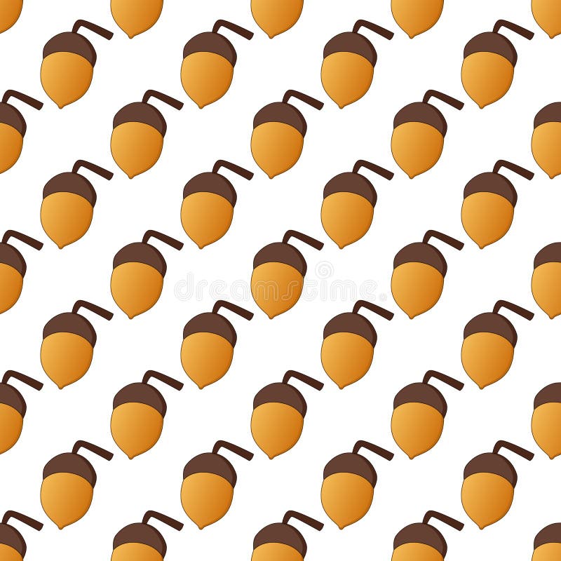 Autumnal Acorn Seamless Pattern on White Stock Vector - Illustration of ...