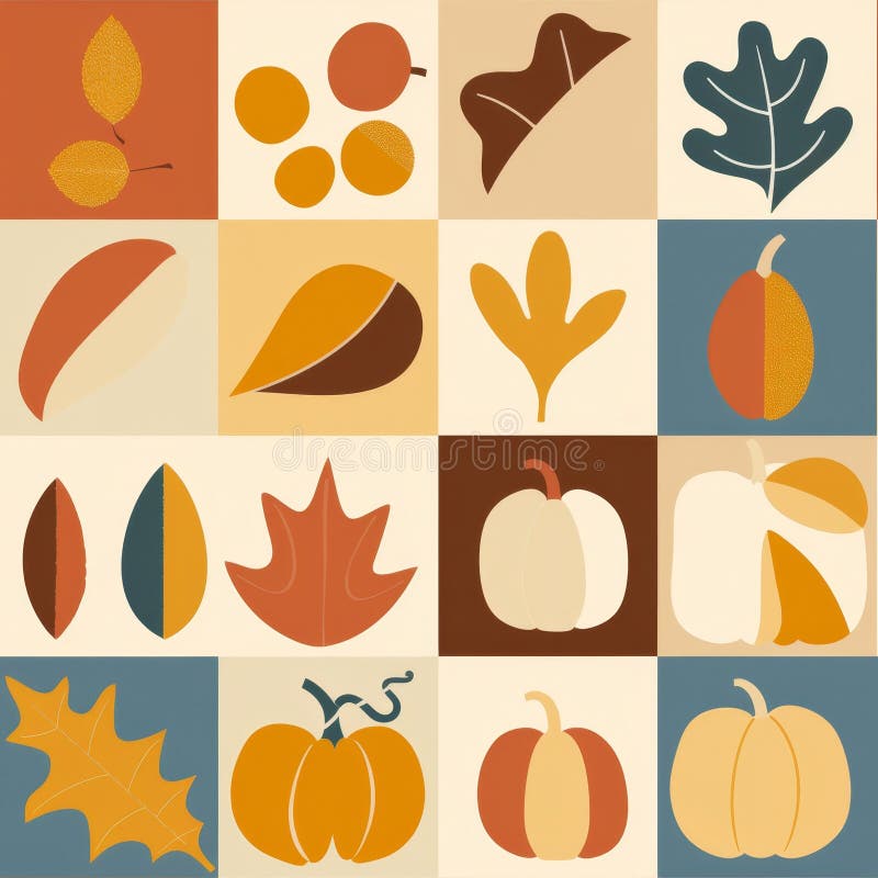 Autumnal Elegance: Collection of Fall Leaves and Pumpkins Illustration ...