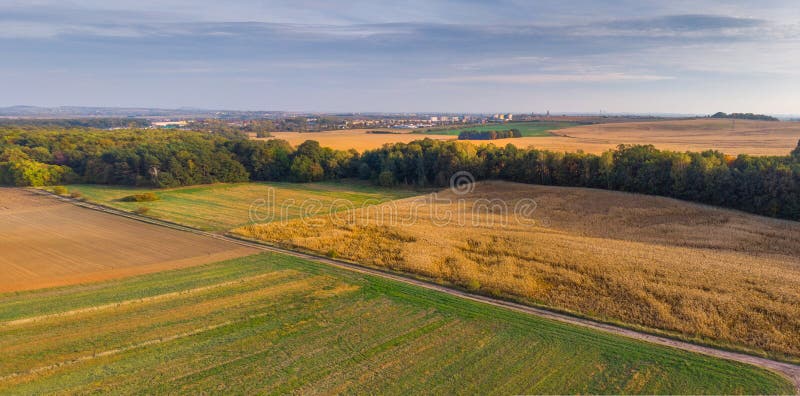 Autumnal Fields and Forests. Stock Image - Image of beautiful, sunset ...