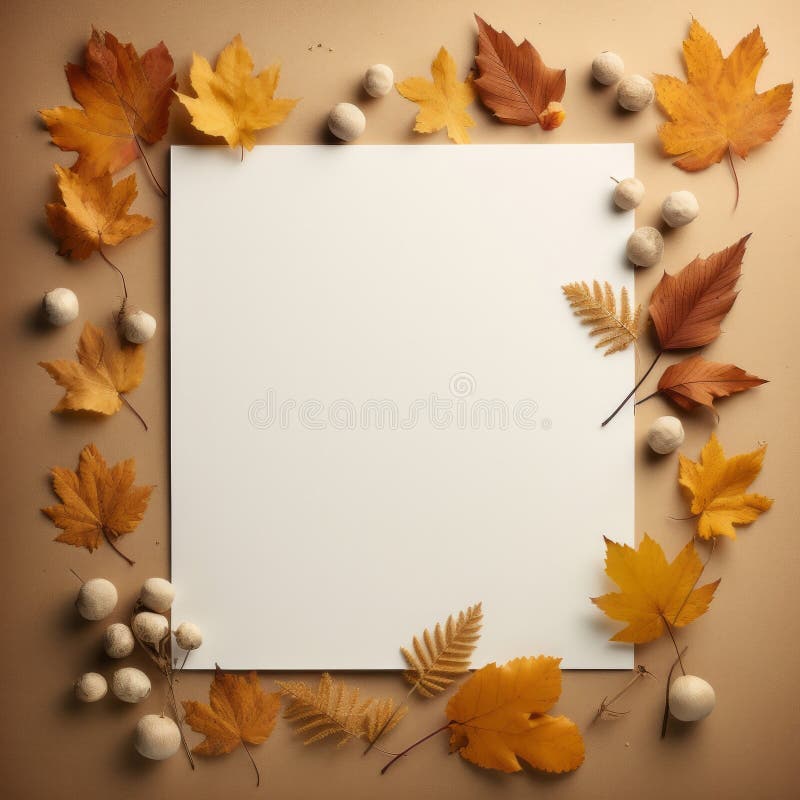 Autumnal Framework: Blank Canvas with Fall Foliage Stock Illustration ...