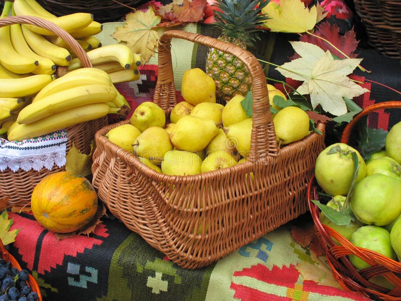 Autumnal Harvest Fruit in Basket Stock Image - Image of group, fresh ...
