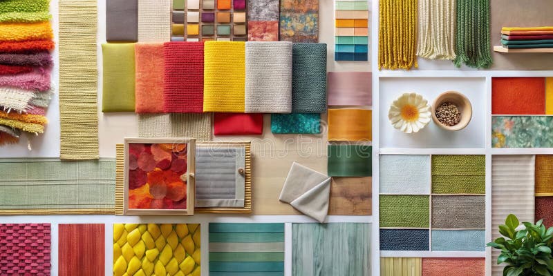 Autumnal Hues Interior Design Fabric Swatches and Textures. Generative ...