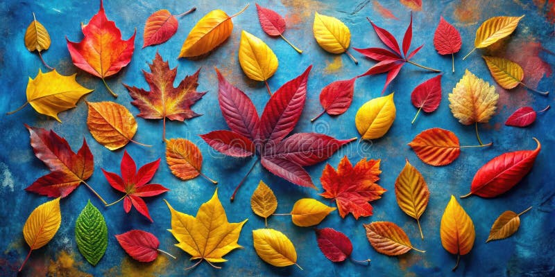 Autumnal Leaf Collection a Vibrant Display of Fall Foliage on a ...