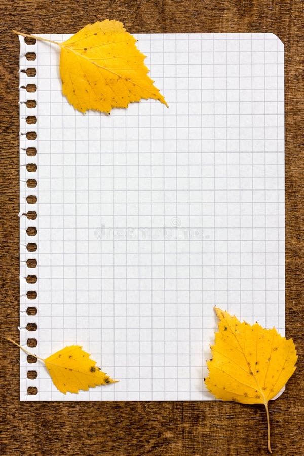 Autumnal Leaves on the Paper Page Notebook Stock Photo - Image of ...
