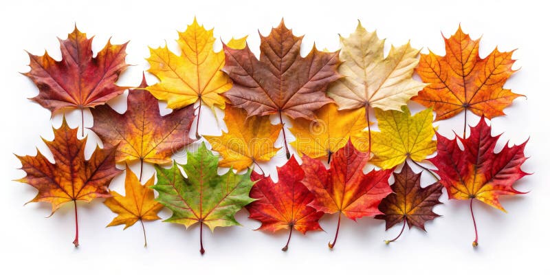 Autumnal Maple Leaf Collection Vibrant Fall Colors Isolated on White ...