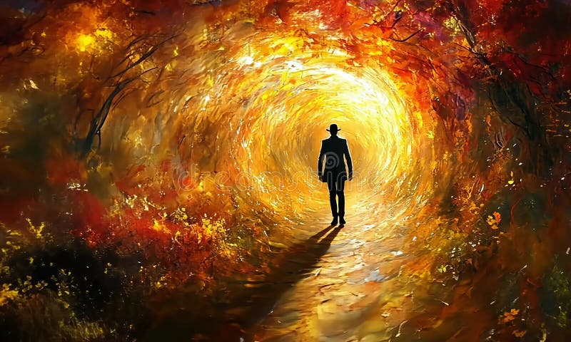 Autumnal path to light stock footage. Video of surreal - 372292772