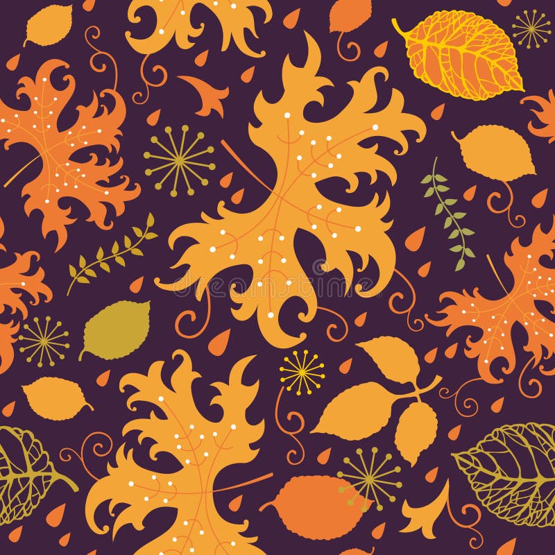 Autumnal Pattern with Colorful Leaves Stock Vector - Illustration of ...
