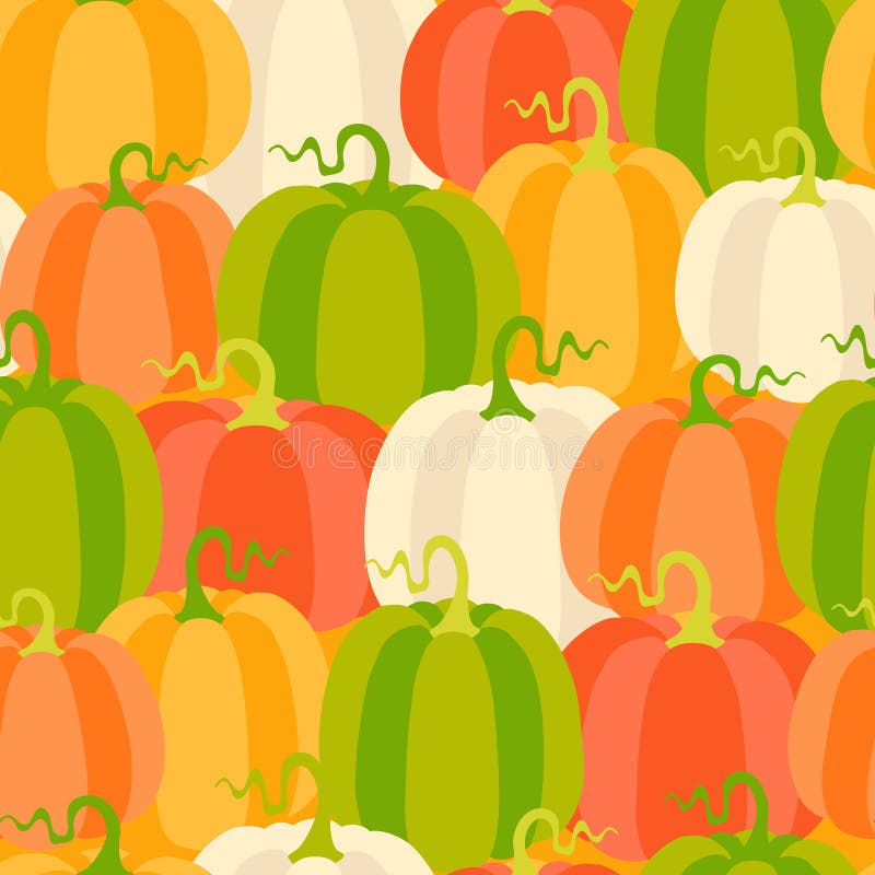 Autumnal Pumpkins, Vector Seamless Pattern Stock Vector - Illustration ...