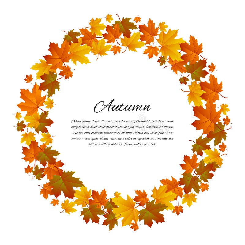 Autumnal Round Frame. Background with Maple Autumn Leaves Stock Vector ...